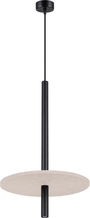 Černé/béžové kovové závěsné svítidlo ø 30 cm Rilu – Sollux