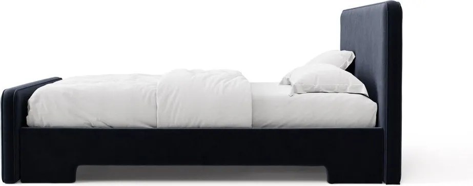 Tmavě modrá čalouněná dvoulůžková postel s roštem 140x200 cm Eda – Micadoni