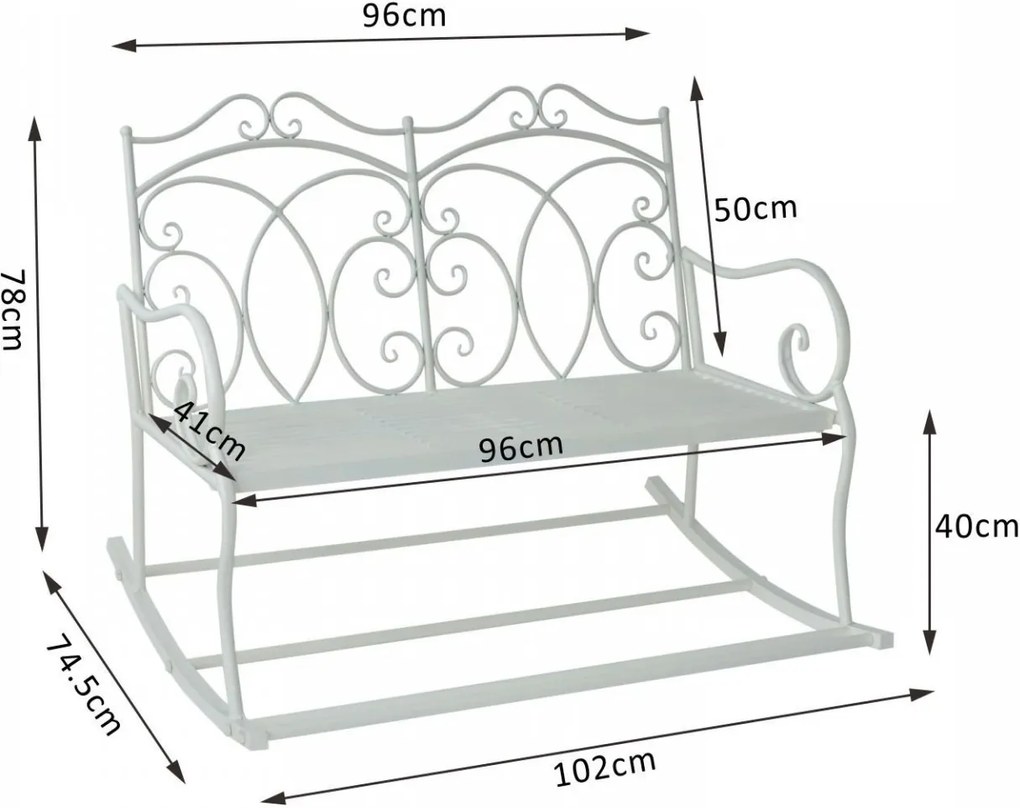 Goleto White zahradní houpací lavička kovová bílá
