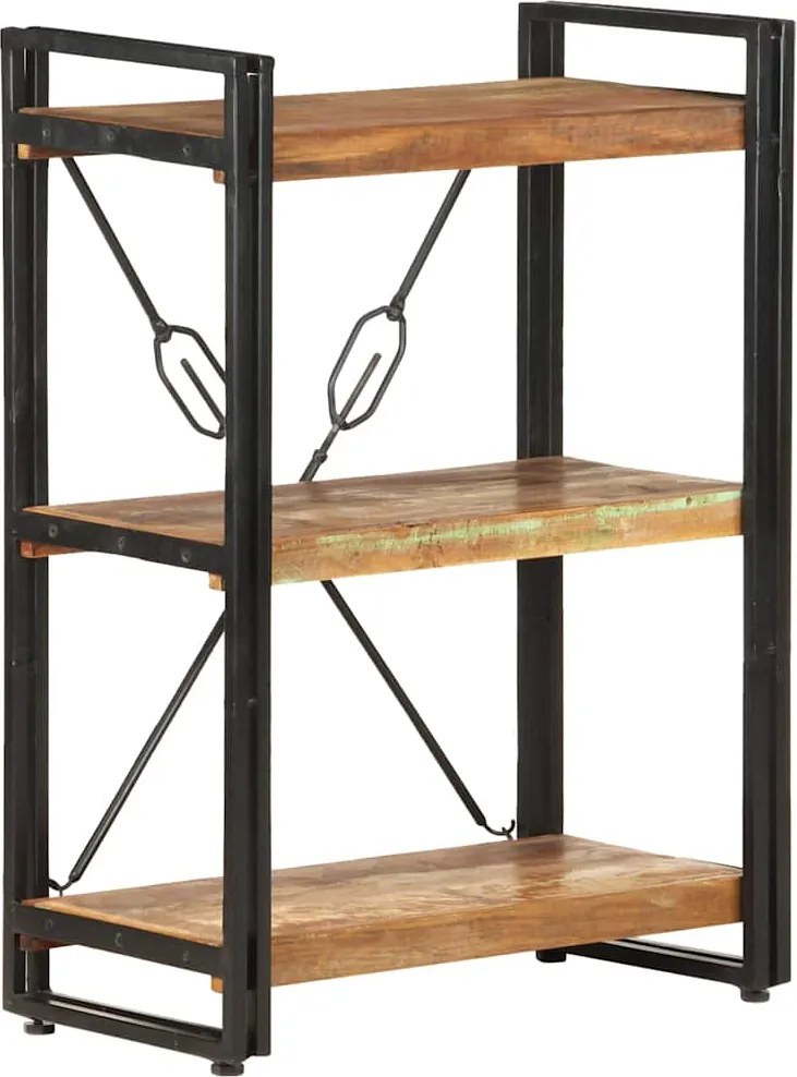 Knihovna se 3 policemi 60x30x80 cm masivní recyklované dřevo 320631