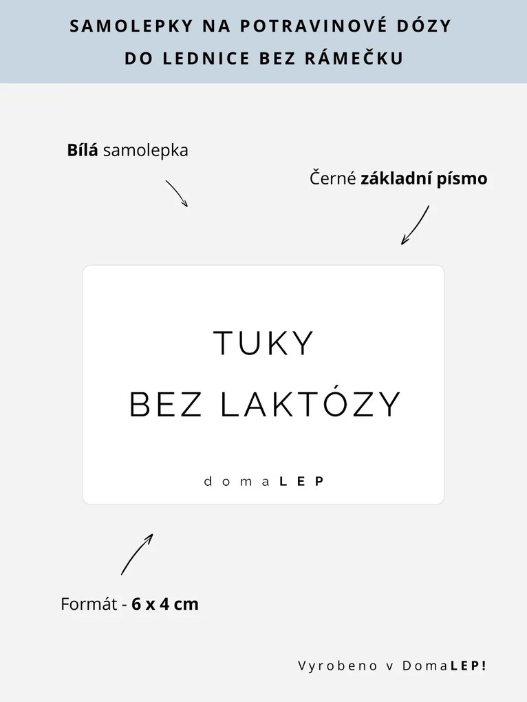 TUKY BEZ LAKTÓZY - Samolepka na dózy do lednice, 6 x 4 cm