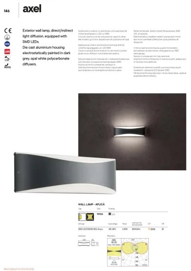 Redo 90126 - LED Venkovní nástěnné svítidlo AXEL LED/7W/230V 3000K IP65 antracit