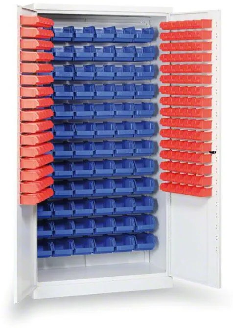b2b partner Dílenská skříň s plastovými boxy, 1000 x 1990 x 435 mm, šedá (295056)