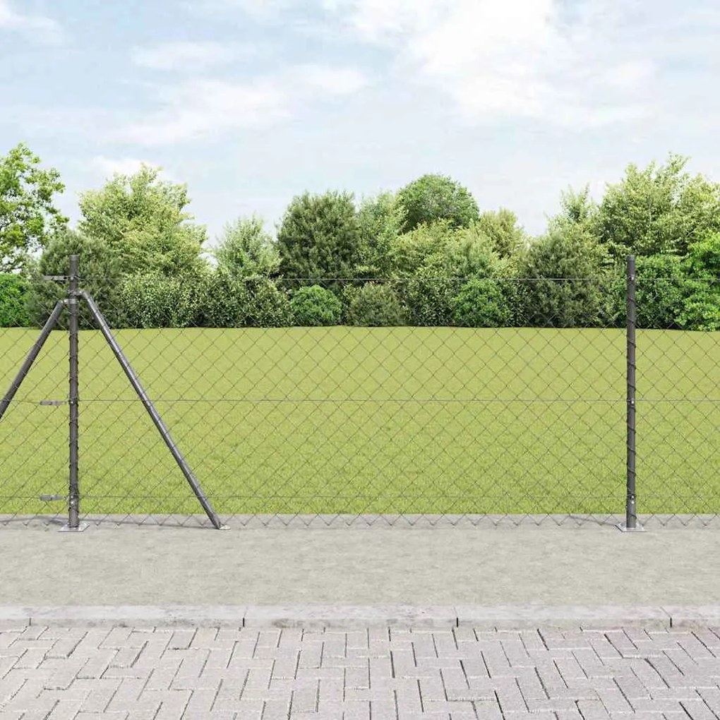 Zábradlí s betonovým základem 10 x 0,8 m Ocel potažená PVC Šedá 3351264