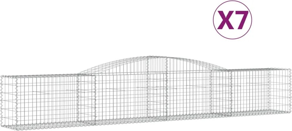 Klenuté gabionové koše 7 ks 400x50x60/80 cm pozinkované železo 3146975