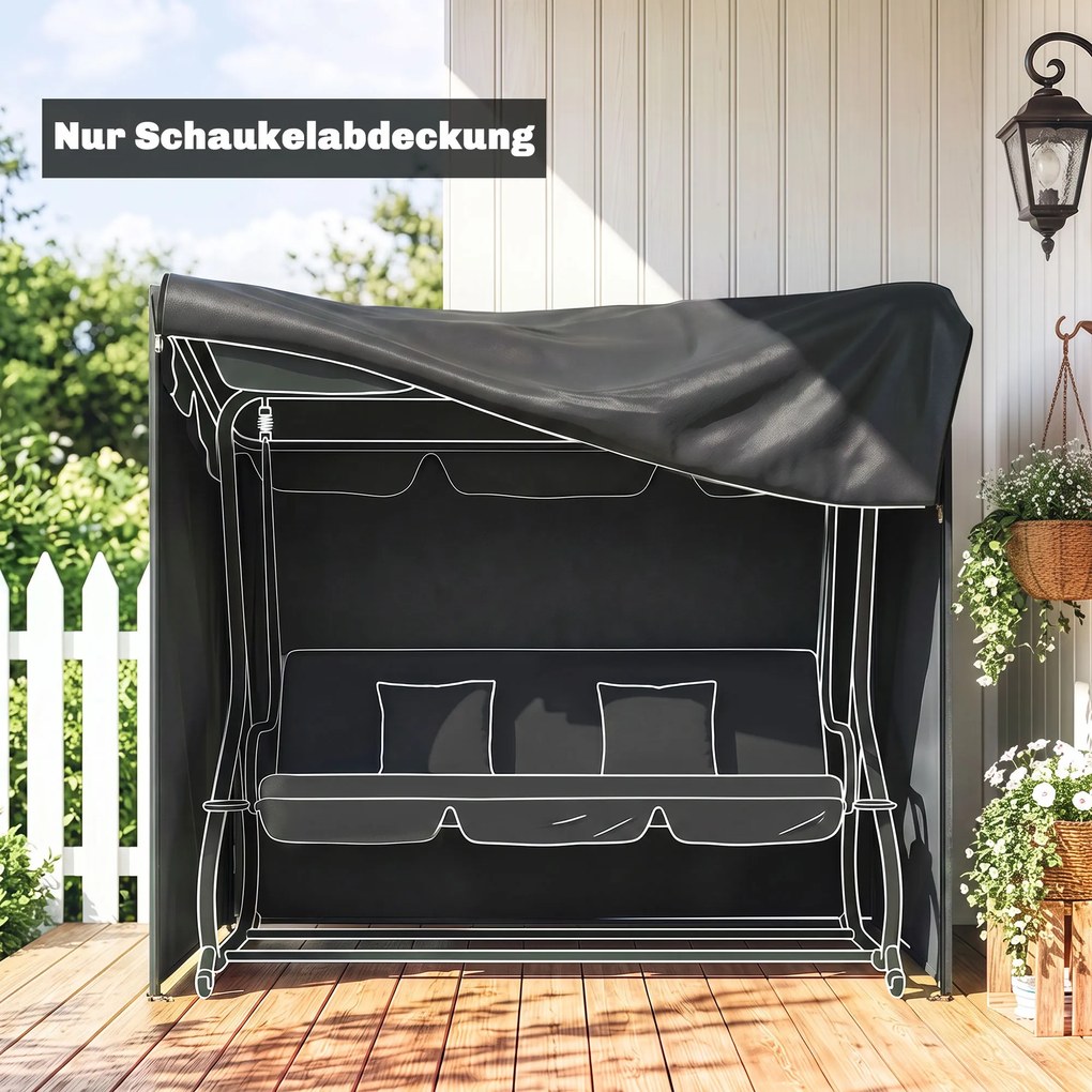 Outsunny Hollywoodský kryt na houpačku Vodotěsný ochranný kryt na zahradní houpačku s UV ochranou Oxford černý 220 x 125 x 172 cm | Aosom.de