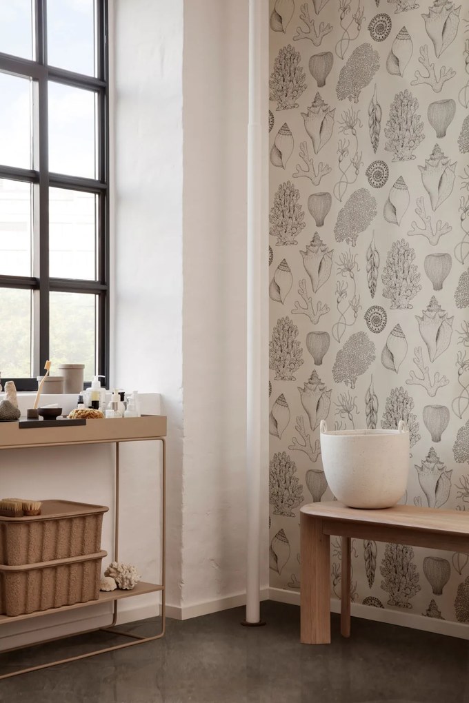 Ferm Living Stojan na květiny Plant box Two-tier Cashmere, béžová barva, kov