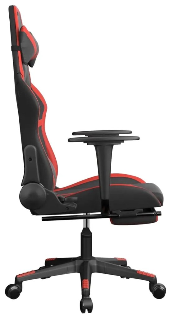 Herní židle s podnožkou černá a červená umělá kůže,  3143677