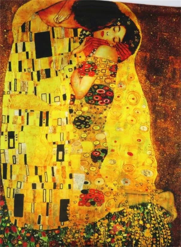 Bavlissimo Šála bavlněná 180 x 70 cm Gustav Klimt Polibek