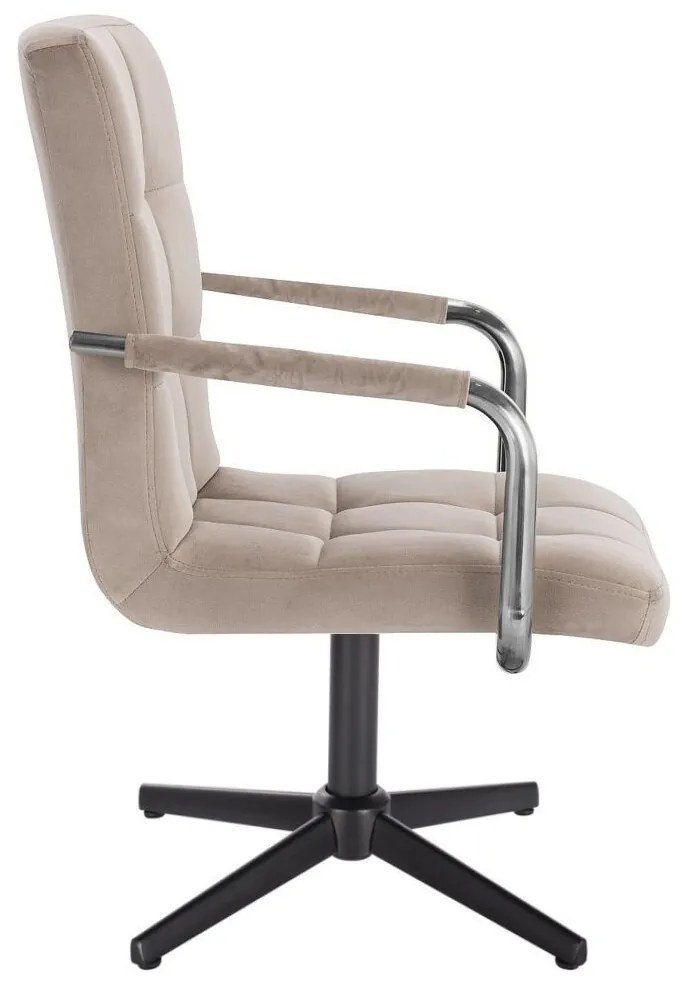 LuxuryForm DESIGN Otočná židle VERONA VELUR na černém kříži - latte