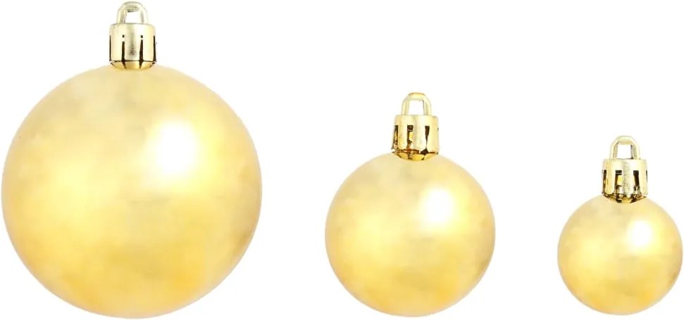 Sada vánočních baněk 100 kusů 3/4/6 cm zlatá 245708