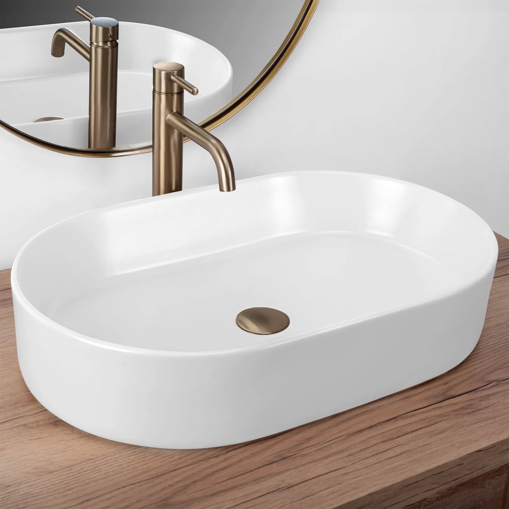 Rea Nadia, umyvadlo na desku 610x385x120mm, bílá matná, REA-U9657