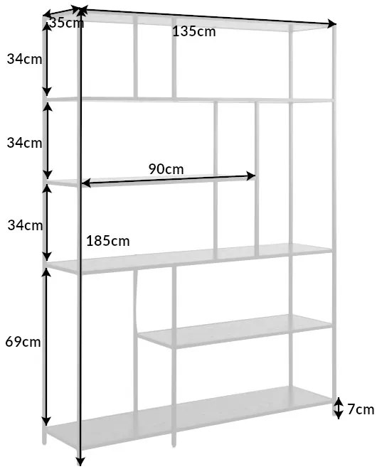 Designový regál Maille 185 x 135 cm černý jasan