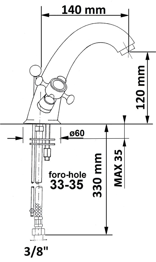 Sapho Antea 3276 umyvadlová baterie stojánková kohoutková bronz