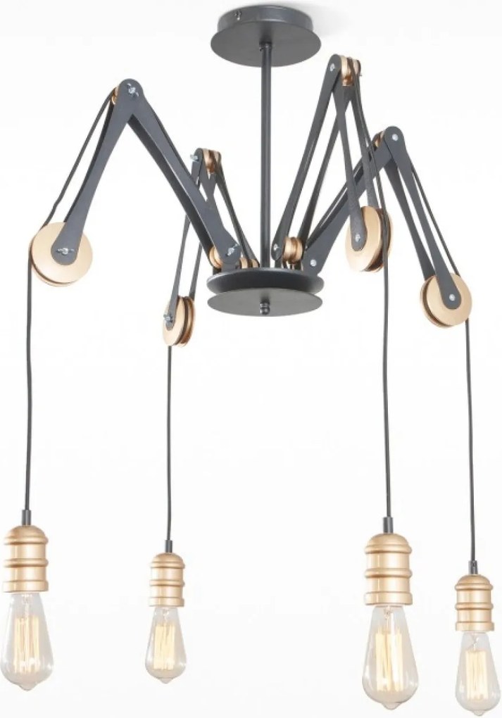 Light for home - Lustr přisazený ke stropu 40388 "BELLA", 6x60W, E27, černá, zlatá