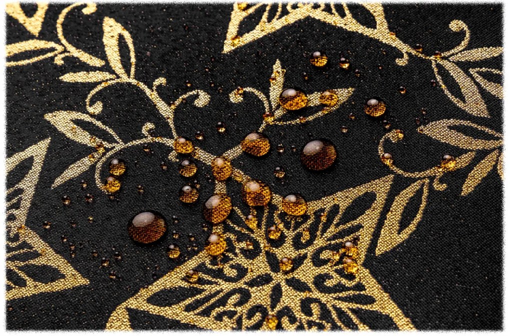 Voděodolný, oboustranný Vánoční ubrus, více rozměrů, květy, černo-zlatá Barva: Zlato/černá, Rozměr: 100x160cm