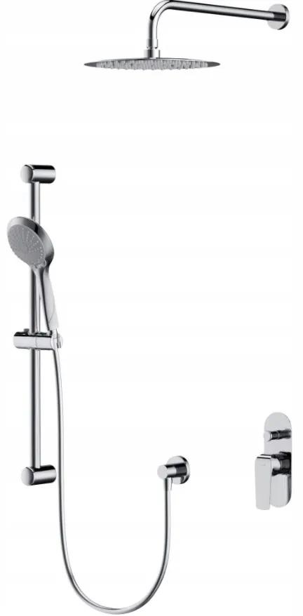 Cersanit City, podomítková sprchová sada s dešťovou a 3-funkční ruční sprchou B255, chromová, S952-014