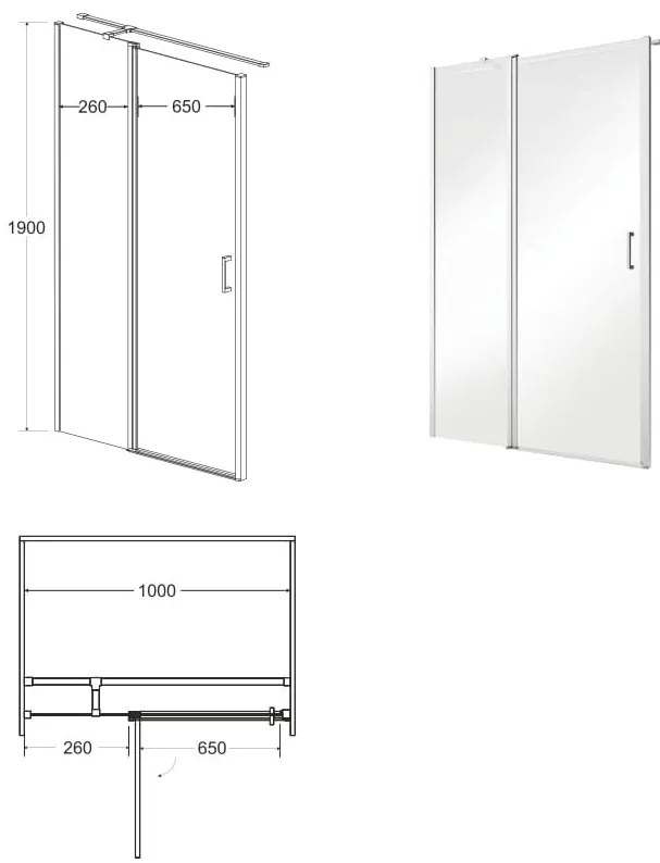 Besco Exo-C sprchové dveře, chrom Rozměr sprch.dveří: 100cm