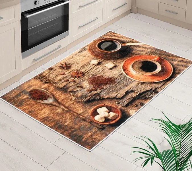 Bellatex Koberec běhoun 3D tisk šířka 80 cm , délka 120 cm Káva Béžová,Hnědá
