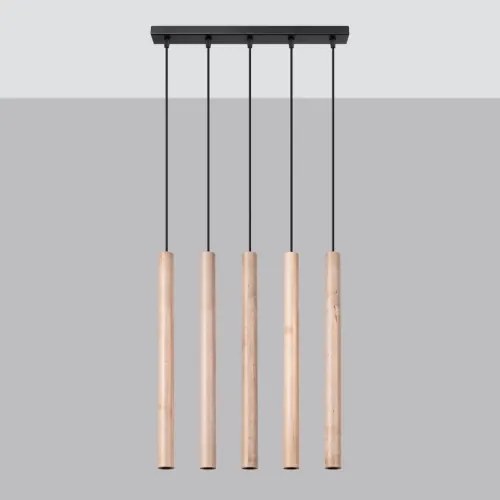 Závěsné svítidlo SOLLUX PASTELO 5L dřevo G9 5x8W bez žárovky SL.1269
