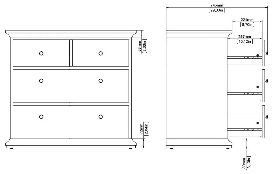 Šedá nízká komoda 96x87 cm Paris – Tvilum
