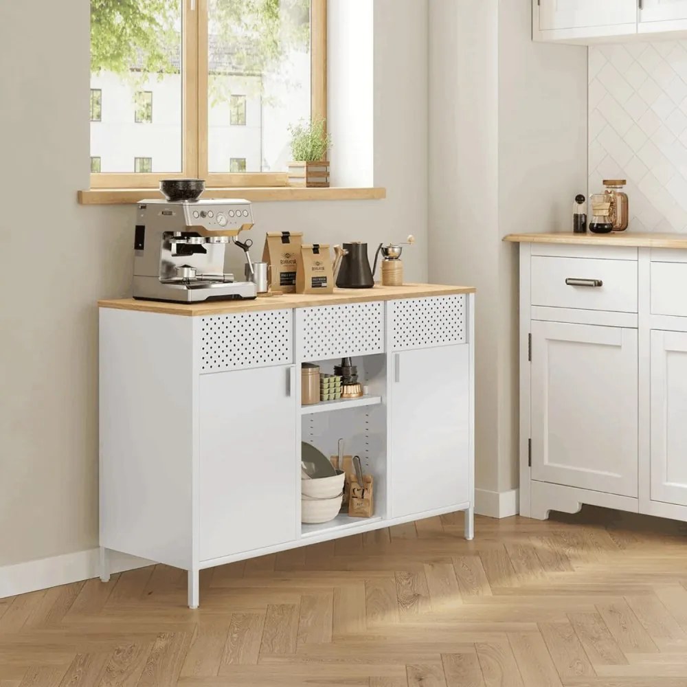 Komoda AUK-E1420 WT, kov, bílá (110 x 40) cm