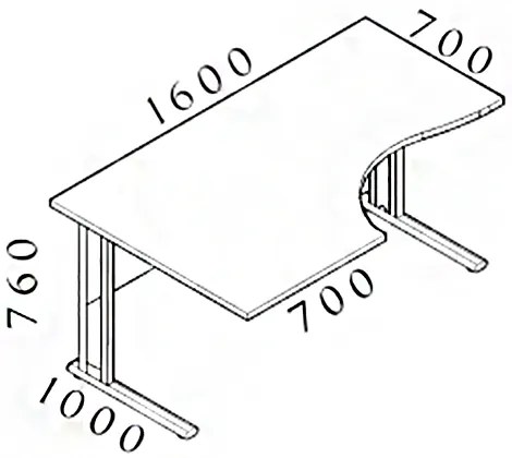 Ergonomický stůl Visio 160 x 100 cm, levý, bílá