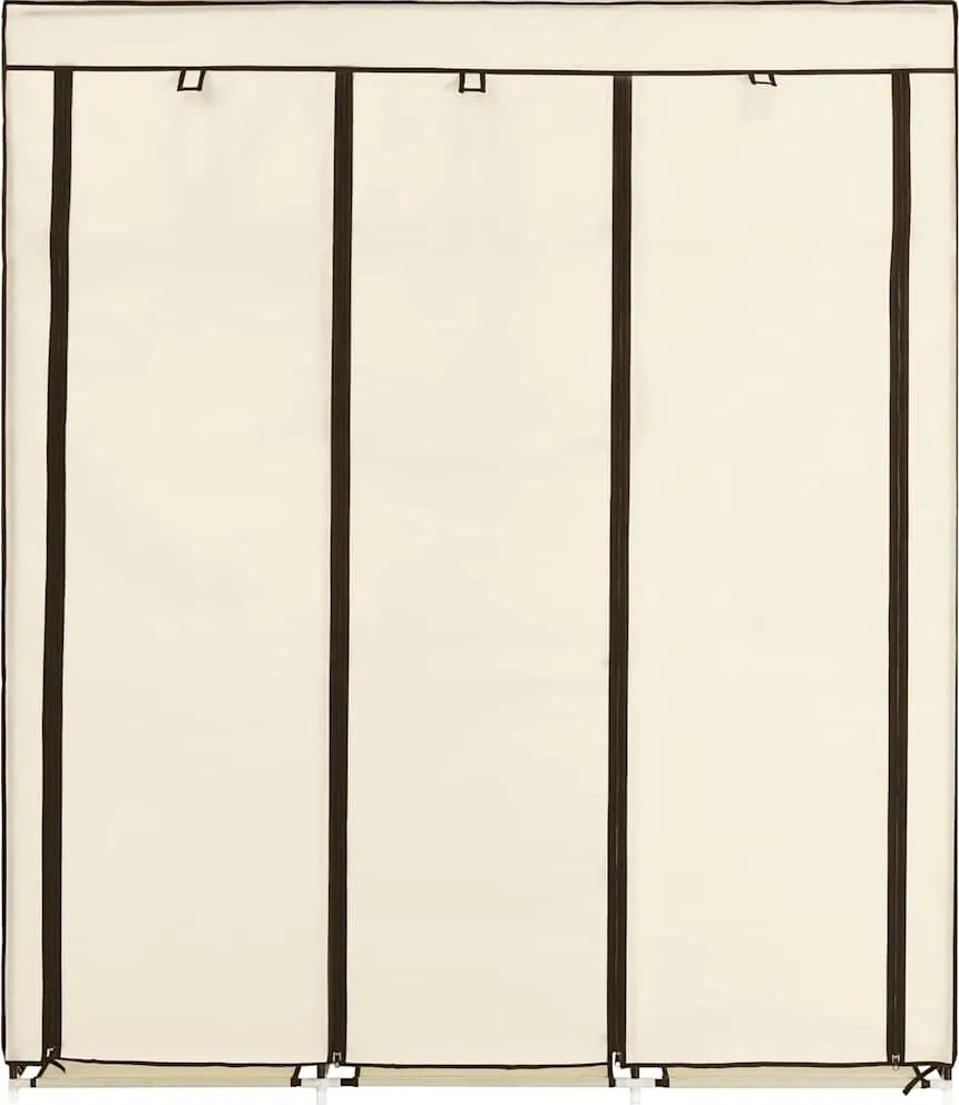 Šatní skříň s přihrádkami a tyčemi krémová 150x45x175 cm textil 282455