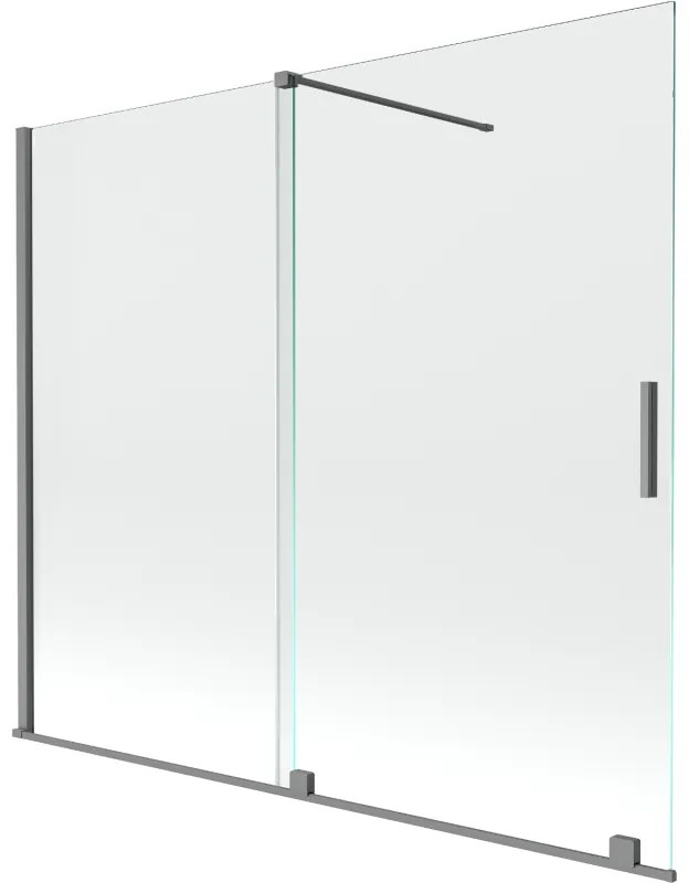Mexen Velar, 2-křídlová posuvná vanová zástěna 180 x 150 cm, 8mm čiré sklo, broušený grafit, 896-180-000-01-95