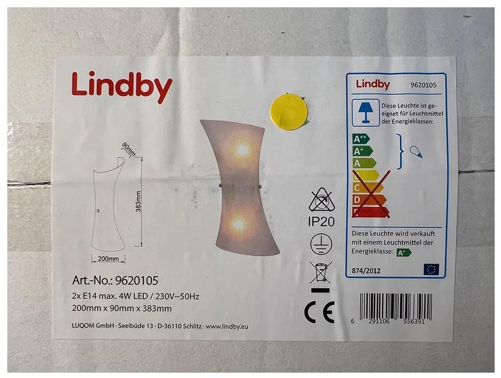 Lindby Lindby - Nástěnné svítidlo EBBA 2xE14/4W/230V LW0365