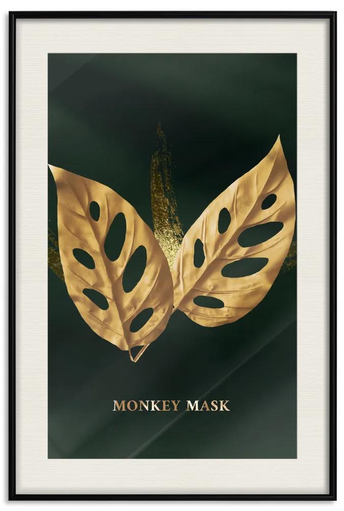 Plakát Monstera opičí ve zlaté barvě - majestátní listy děrované rostliny