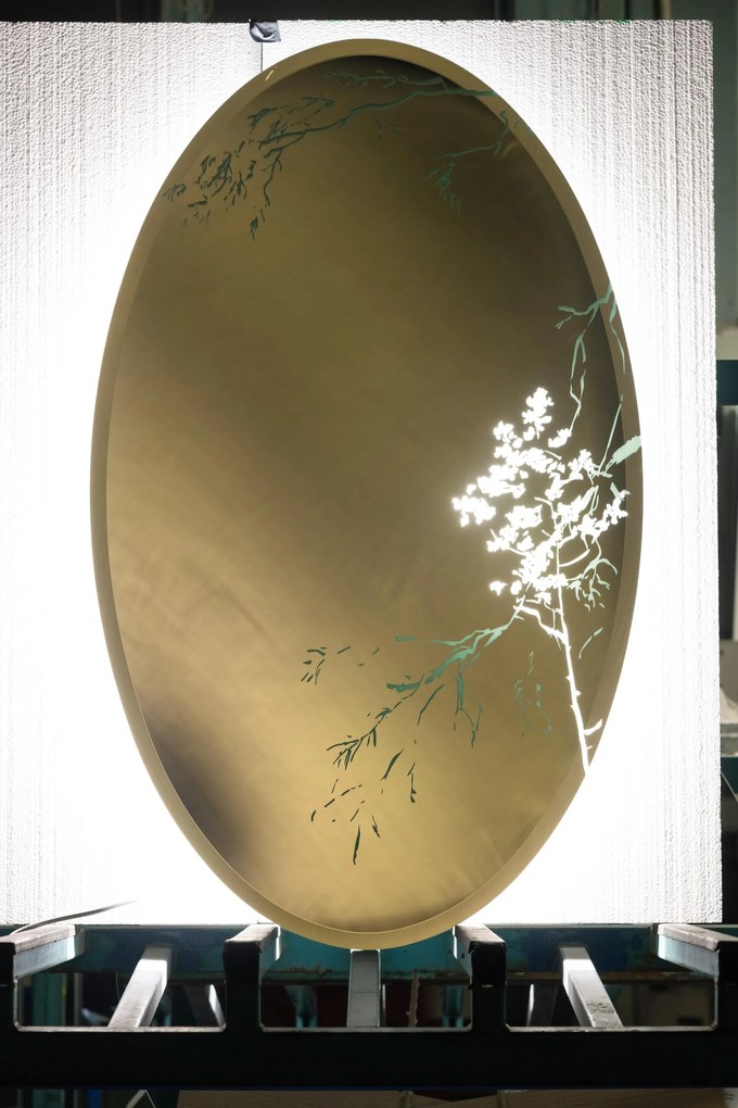 Amirro 100 x 60 cm Borovice svítí jako měsíc  pískované zrcadlo, podsvícení 1/5 STOD007