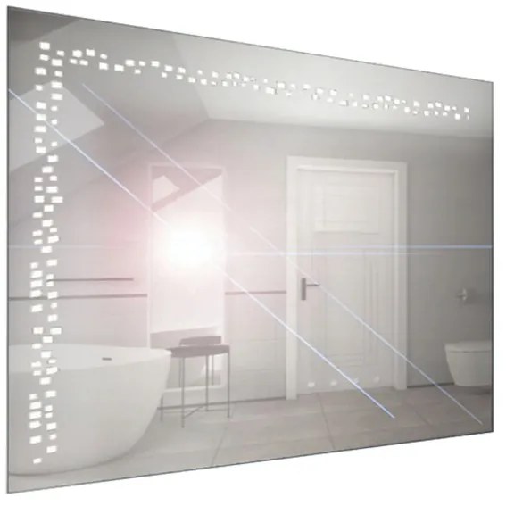 Comodo Zrcadlo závěsné s pískovaným motivem a LED osvětlením Nikoletta LED 7 Typ: dotykový vypínač, Rozměry (cm): 80x65 - (Nikoletta LED 7/80 TS)