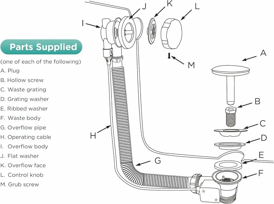 Erga Pureline, vanová odtoková a přepadová souprava, délka 800 mm, bowden, chromová, ERG-V08-PURELINE-SIPHON80-CR