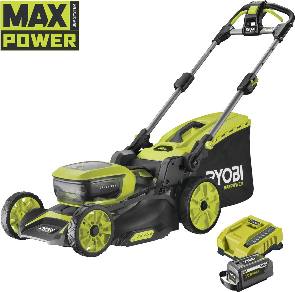 Ryobi RY36LMXSP46A-160F 36V MAX POWER Bezuhlíková sekačka na trávu 46 cm (1x6.0Ah)