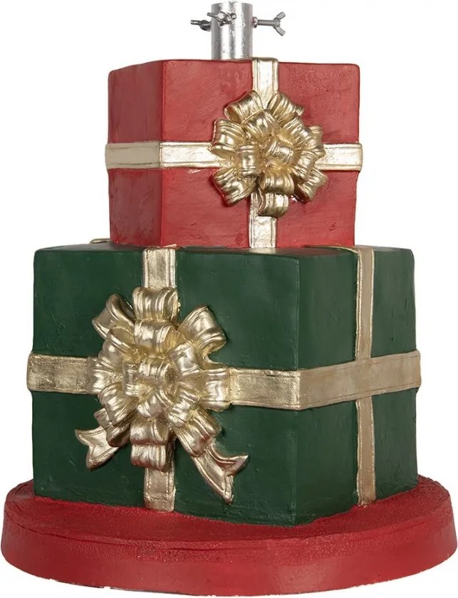 Červeno-zelený stojan na stromek ve tvaru dárků Christmas Gift - Ø 44*54 cm