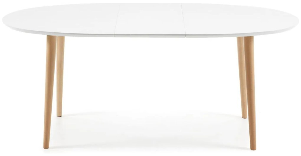 Bílý lakovaný rozkládací jídelní stůl Kave Home Oqui 140/220 x 90 cm