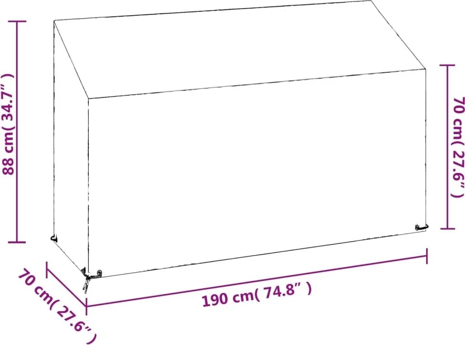 vidaXL Plachta na zahradní lavici 8 oček 190 x 70 x 70/88 cm PE [319340]