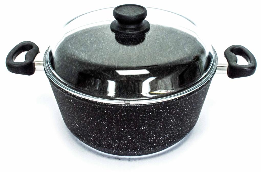 Top Alulit polévkový hrnec černý granit na indukci, 28 cm, 6 l