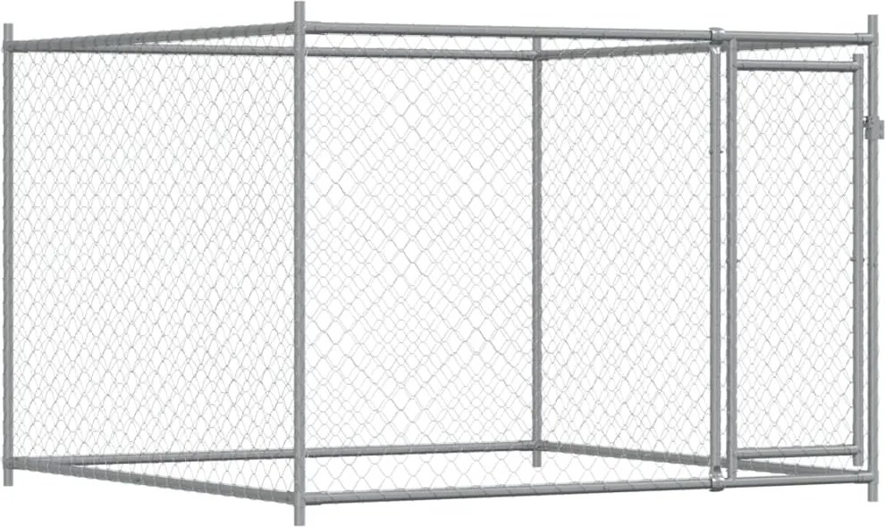 Klec pro psy s dvířky šedá 8 x 2 x 1,5 m pozinkovaná ocel 3209580