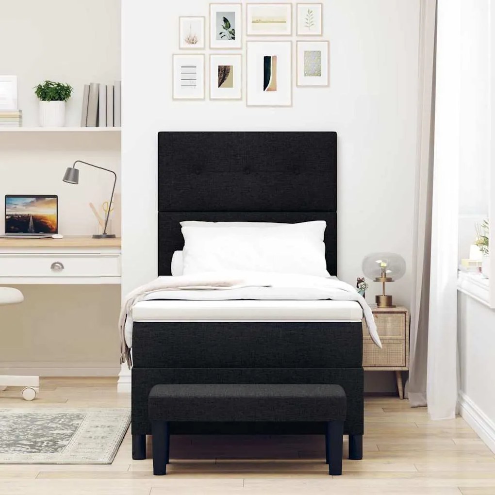 Postel s boxspringem s čelo Černá 80 x 200 cm textil 3344025