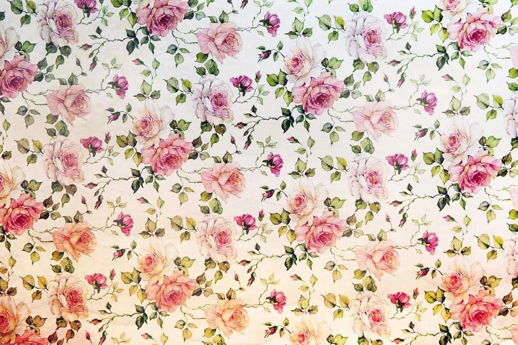 DIMEX | Samolepicí vliesová fototapeta na zeď Malé růže MA-5-1287 | 375 x 250 cm | bílá, fialová, růžová