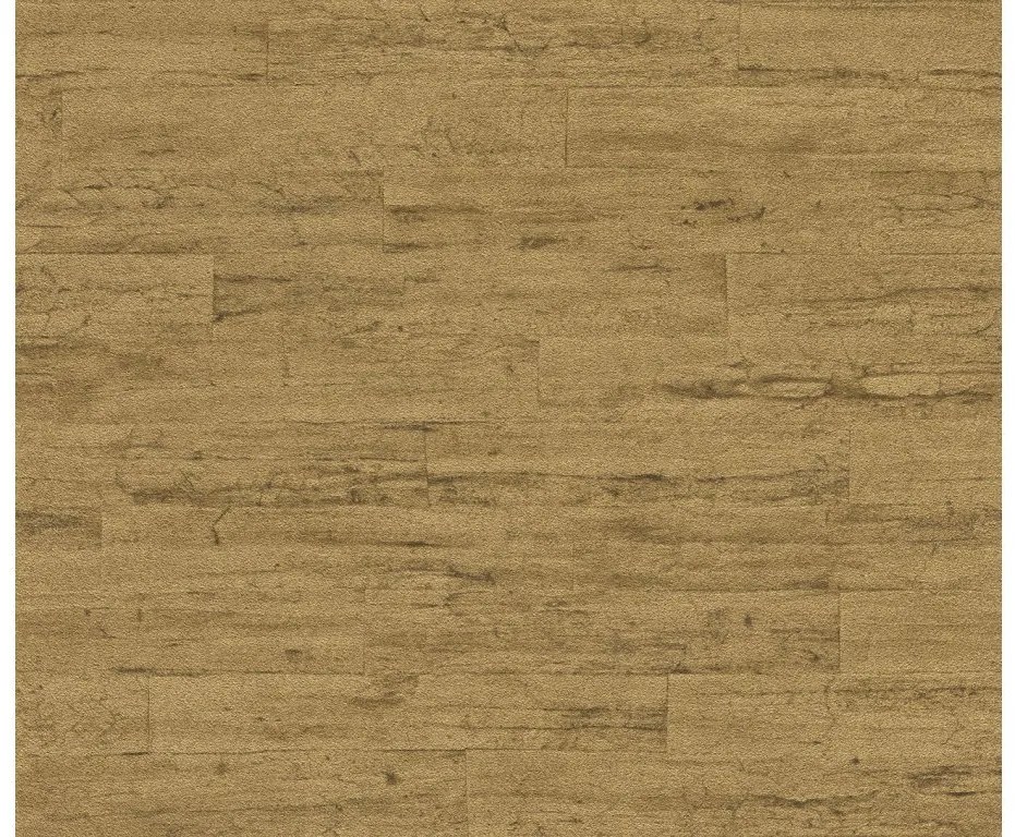 Vliesová tapeta zlatá, dřevo 537079 / Tapety na zeď Curiosity (0,53 x 10,05 m) Rasch