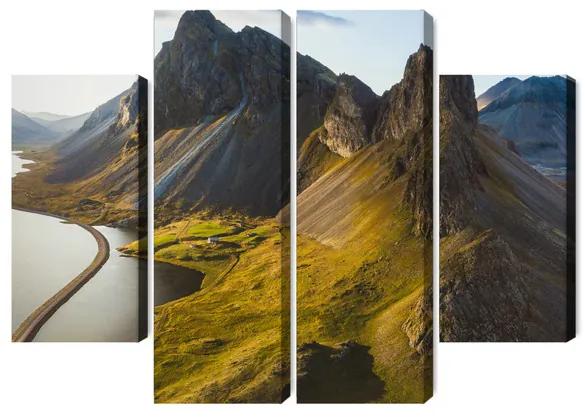 Vícedílný obraz 3D Letecký Pohled Na Islandské Hory Nedostatek Nedostatek Přírodní plátno 200x150