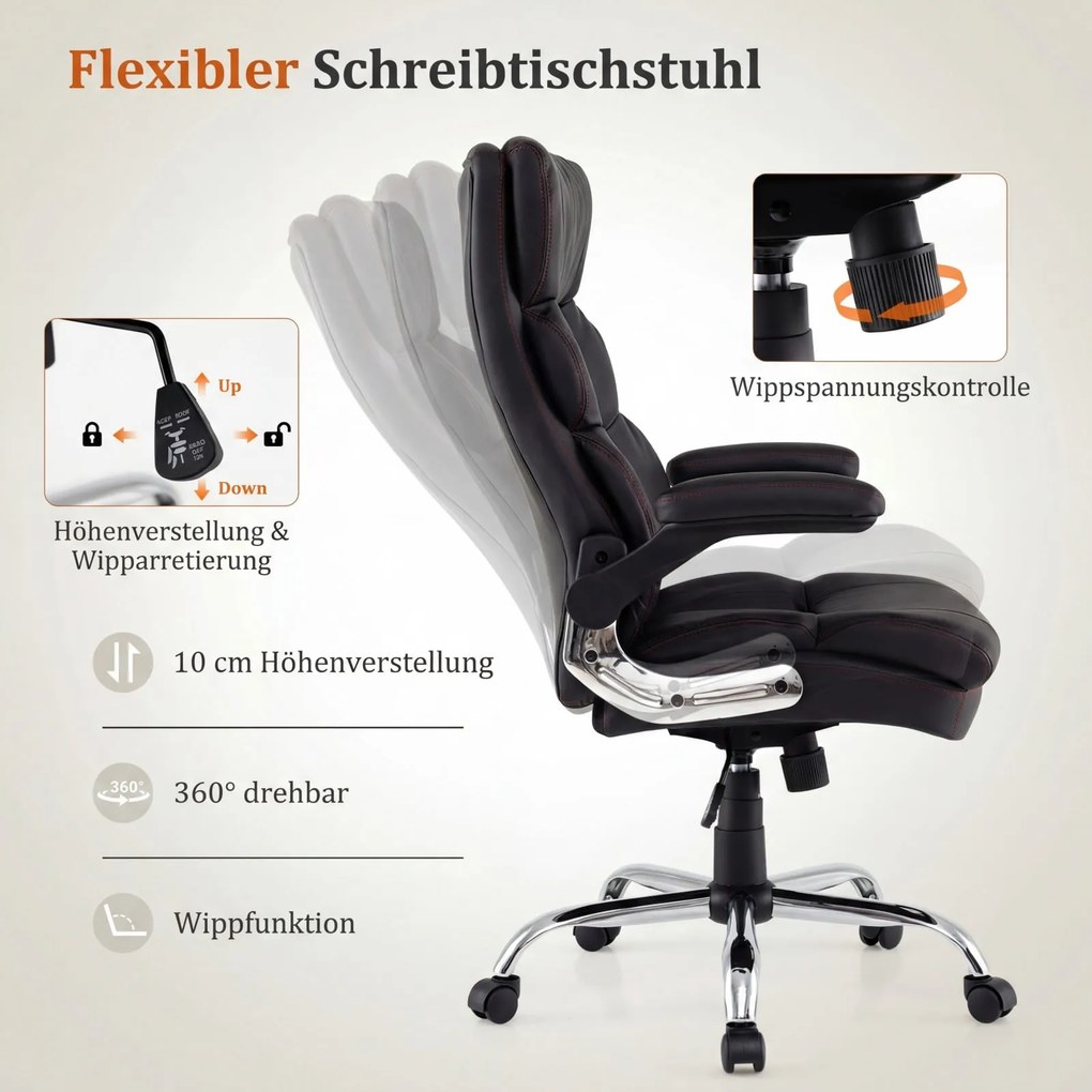Costway Ergonomická kancelářská židle s rozkládacími područkami a funkcí