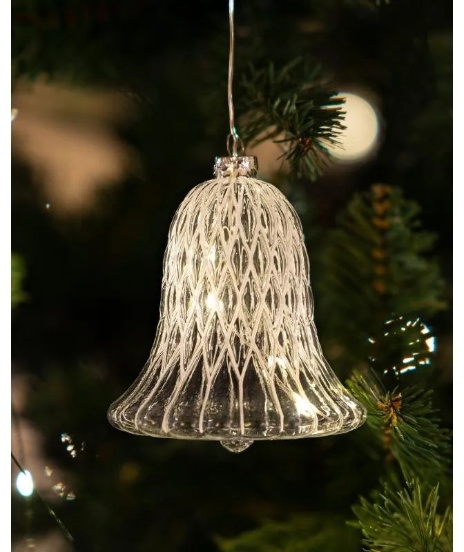 LED skleněný zvonek, čirý, Ø 9 × 10 cm, 5 diod, IP20 interiér, 1× AAA