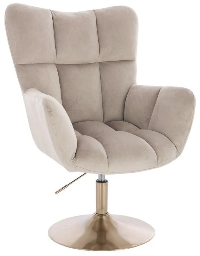 LuxuryForm DESIGN Otočné křeslo AURORA VELUR na zlatém talíři - latte