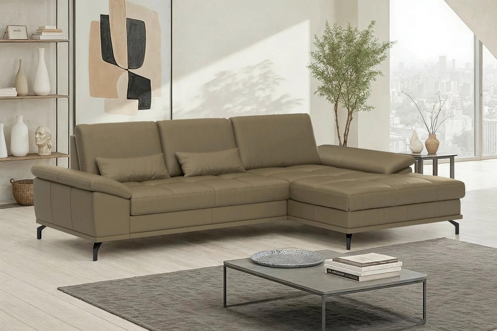 XXXLutz ROHOVÁ SEDAČKA, textil, kůže, olivově zelená Sit & More - Sedací soupravy - 000144039758