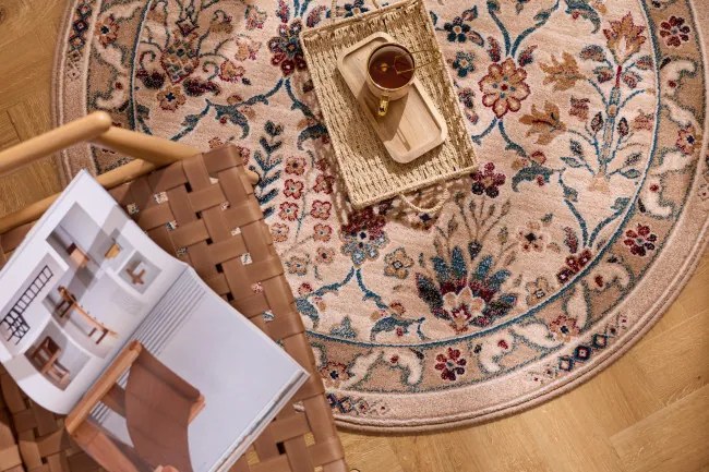 Koberec Agnella Isfahan Amara světle béžový kruh