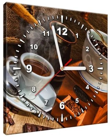 Tištěný obraz s hodinami Kávový svět 30x30cm ZP1128A_1AI